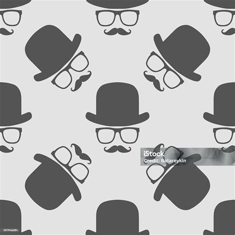 빈티지 지역으로 1930년대 모자 콧수염 기호까지 이음새 없는 패턴 모자 모자류에 대한 스톡 벡터 아트 및 기타 이미지 모자 모자류 배경 주제 볼러 Istock