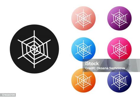 흰색 배경에 격리 된 검은 거미 웹 아이콘입니다 거미줄 기호입니다 해피 할로윈 파티 다채로운 아이콘을 설정합니다 벡터 일러스트레이션 거미에 대한 스톡 벡터 아트 및 기타