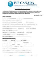 FEMALE Intake Package Doc Female Patient Registration Package This Questionnaire Should Be