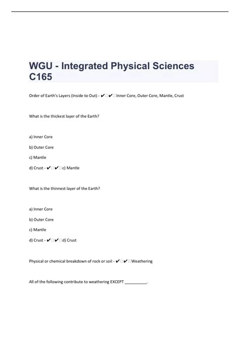 WGU Questions With Answers WGU Integrated Physical Sciences C165 Stuvia US