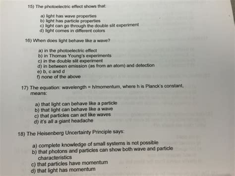 Solved Light Has Wave Properties Light Has Particle Chegg Com