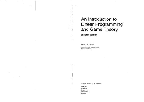An Introduction To Linear Programing And Game Theory 2 Ed An Introduction To Linear Docsity