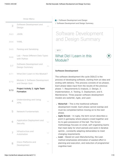 Devnet Associate Software Development And Design Summary Pdf