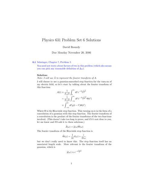 Problem Set 6 Solutions Electromagnetic Theory Ph 631 Docsity