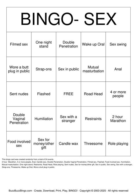 Bingo Sex Bingo Cards To Download Print And Customize