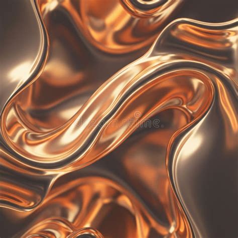 Abstract Design Featuring Smooth Fluid Curves With A Metallic Copper Toned Texture Stock
