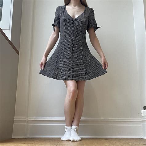 Urban Outfitters Black And White Polka Dot Button Up Depop