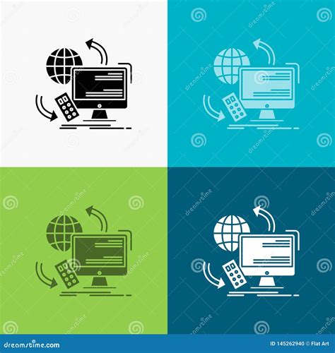 Access Control Monitoring Remote Security Icon Over Various Background Glyph Style Design