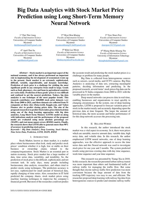 Pdf Big Data Analytics With Stock Market Price Prediction Using Long Short Term Memory Neural