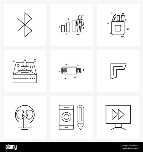 Modern Vector Line Illustration Of 9 Simple Line Icons Of Arrow