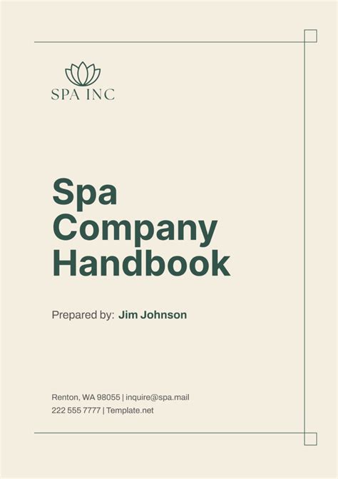 Free Spa Company Handbook Template To Edit Online