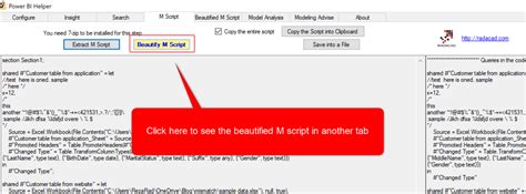beautify m script and extract row level security with power bi helper