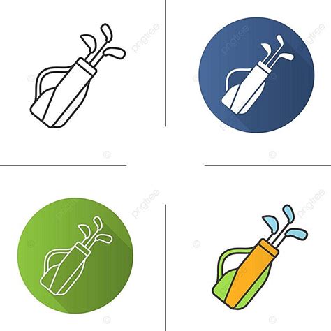 Golf Bag Icon Set Drawing Drop Shadow Vector Set Drawing Drop Shadow