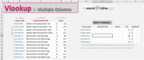 Excel VLOOKUP Multiple Columns MyExcelOnline