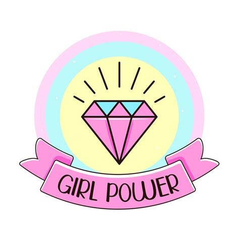Poder De La Chica Vector De Ilustración De Pegatinas Vector Premium