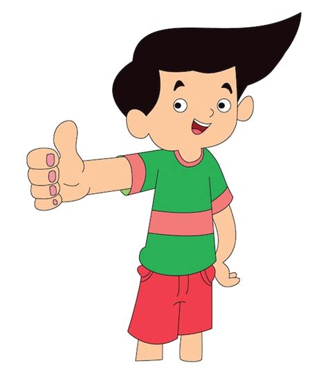 Мальчик показывает большой палец Премиум вектор