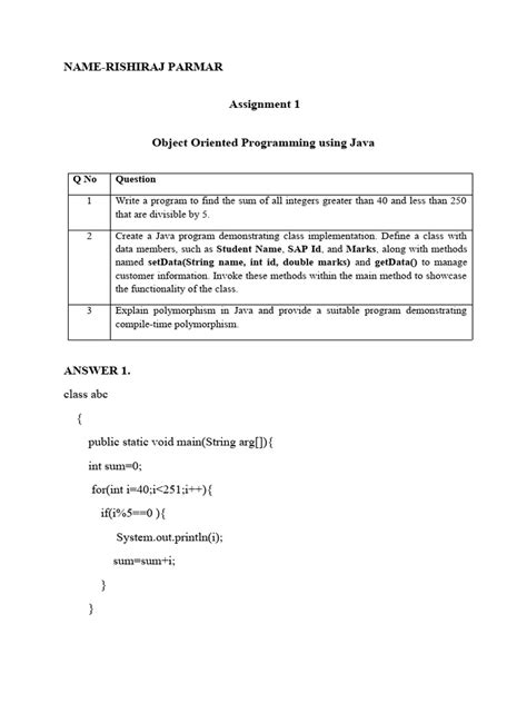 Oop Using Java Assignment 1 Cmplt Pdf Method Computer Programming Class Computer