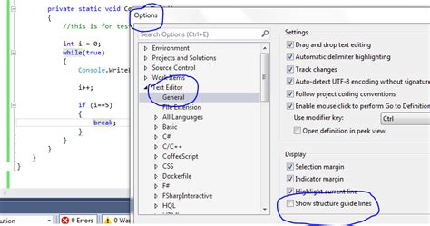 Disable If For While Etc Outlining In Visual Studio 2017 For C