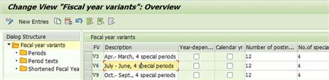 Basic Settings Fiscal Year And Fiscal Year Variants