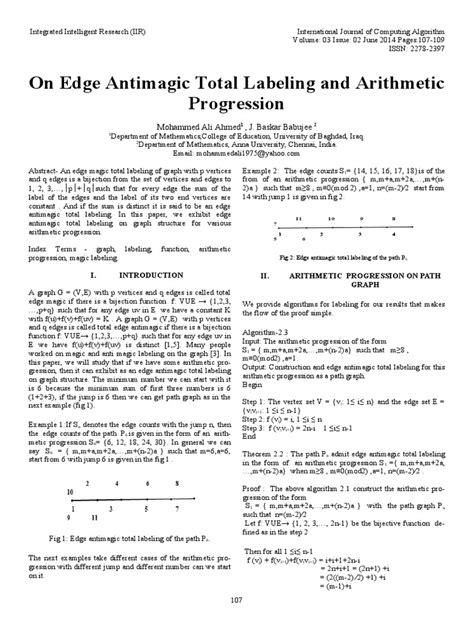 On Edge Antimagic Total Labeling And Arithmetic Progression Pdf