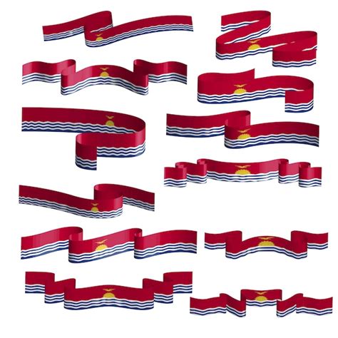 Premium Vector Kiribati Flag Ribbon Vector Element Bundle Set