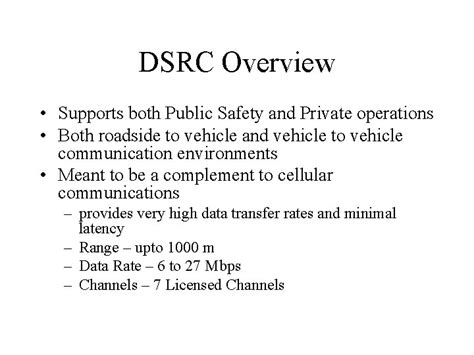 Dedicated Short Range Communication What Is DSRC A