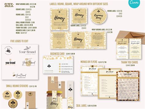 Edit Yourself Canva Template For A Honey And Beekeeping Business Diy Honey Packaging Templates
