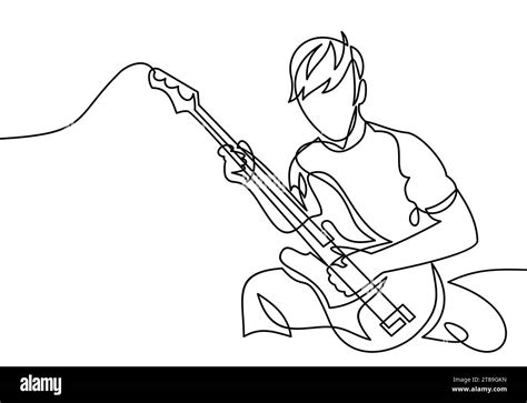 Continuous Line Drawing Of A Man Playing Guitar Musician Vector Illustration Stock Vector Image