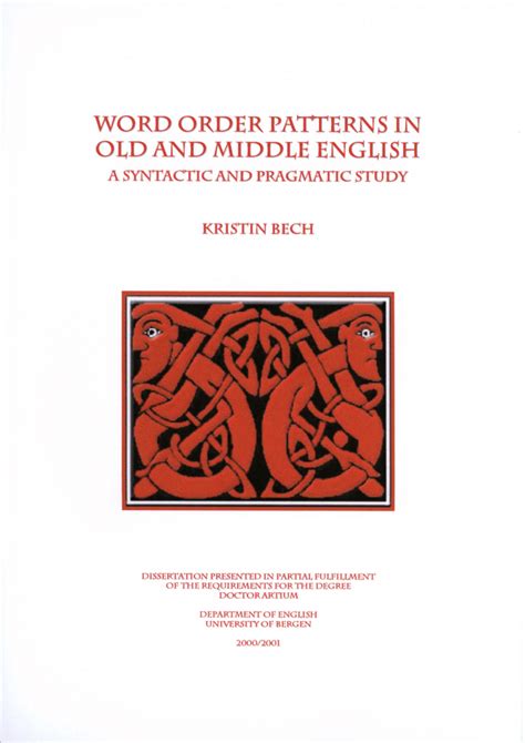 Pdf Word Order Patterns In Old And Middle English A Syntactic And
