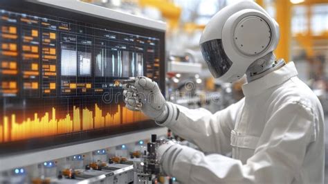 Android Engineer Analyzing Data On Interactive Screen Stock