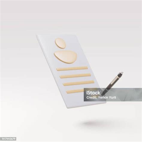 3d 현실적인 이력서 및 펜 아이콘 구직 인적 자원 비즈니스 면접 채용 개념 벡터 일러스트레이션 Mandate에 대한 스톡 벡터