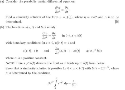 Solved A Consider The Parabolic Partial Differential