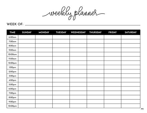 Weekly Planners 25 Free Printables Printabulk