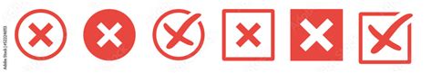 Negative Check Mark Symbol Set Check Mark Vector Icon Checkmark