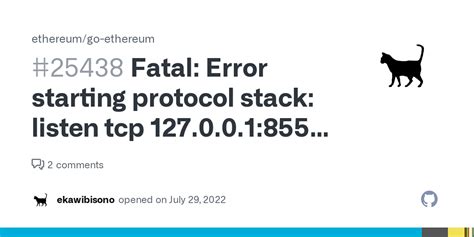 Fatal Error Starting Protocol Stack Listen Tcp 1270018551 Bind