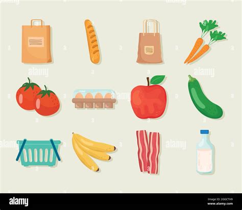 Groceries Icon Set Stock Vector Image And Art Alamy