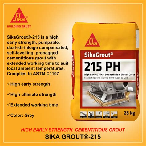 Sikagrout 215 25kg High Early Strength Pumpable Shrinkage Compensated