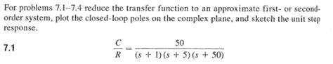 solved for problems 7 1 7 4 reduce the transfer function to