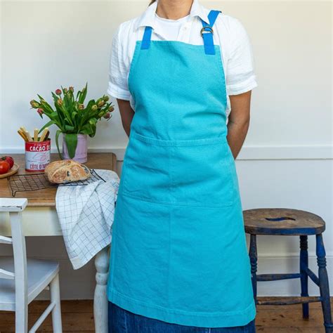two Tone Utility Apron Aqua Blue ﻿rex London