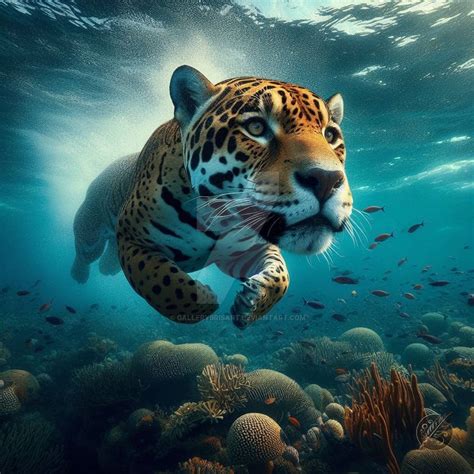 Jaguar Attacking Underwater By Gallerybrisart On Deviantart