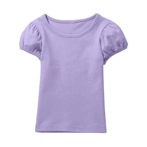 Hnmkiu Girls Puff Sleeve Tee Soft Short Sleeve Top Cute Casual Blouse