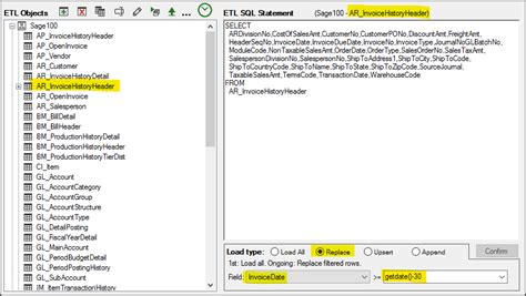 Sage 100 Pre Mapped Data Warehouse Tables