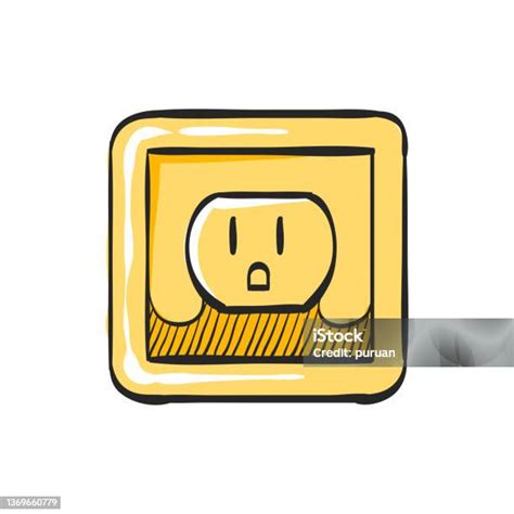 컬러 드로잉의 전기 콘센트 아이콘입니다 전자 연결 플러그 패밀리 그리기에 대한 스톡 벡터 아트 및 기타 이미지 그리기 낙서