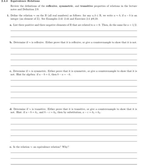 Solved Equivalence Relations Review The Definitions Of The