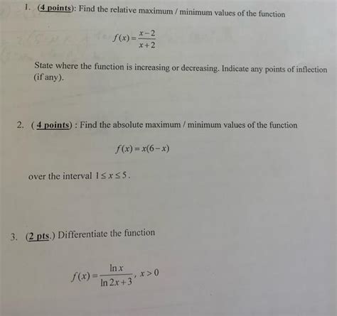 solved 1 4 points find the relative maximum minimum