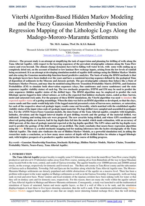 Pdf Viterbi Algorithm Based Hidden Markov Modeling And The Fuzzy