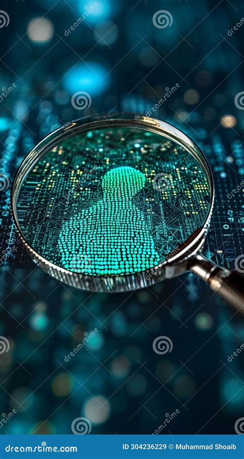 Code Scrutiny Biometrics Authentication Technology Viewed Through A Magnifying Glass Stock