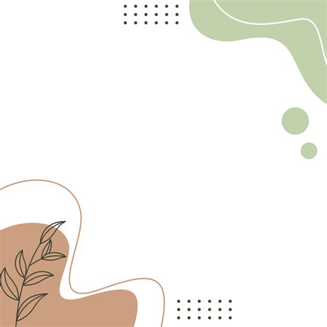 Abstract Aesthetic Shape Corner Border With Hand Drawn Leaf Modern Minimalist Floral Frame