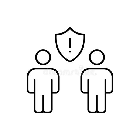 Two Users And Security Shield With Exclamation Mark Potential Personal