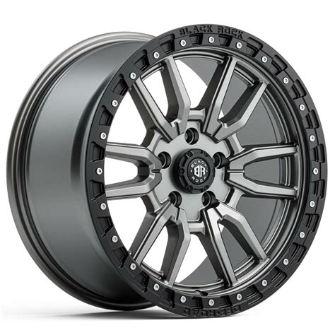 Black Rock Rambler Gunmetal Grey With Black Ring 18x85 5x1397 Wheel